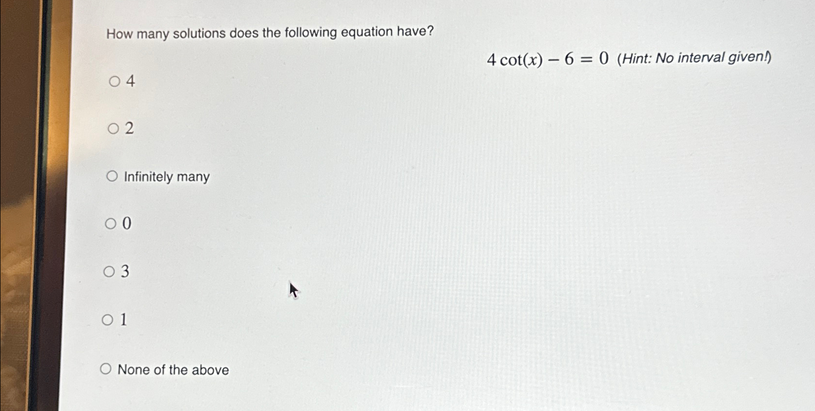 Solved How many solutions does the following equation | Chegg.com