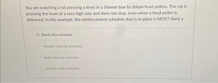 Solved You are watching a rat pressing a lever in a Skinner | Chegg.com