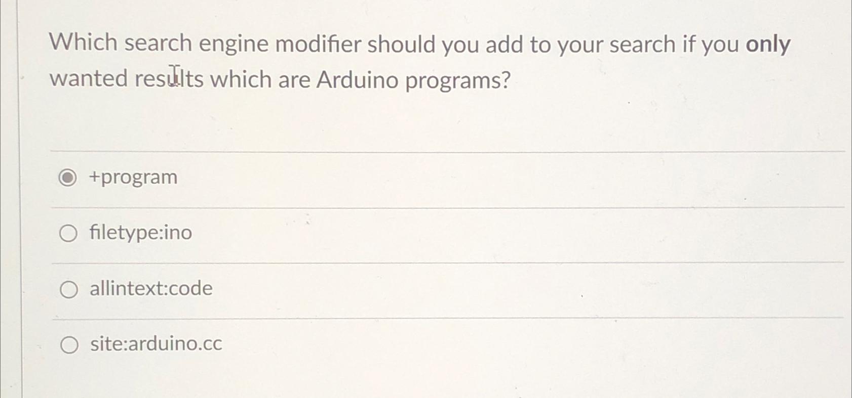 Solved Which search engine modifier should you add to your | Chegg.com