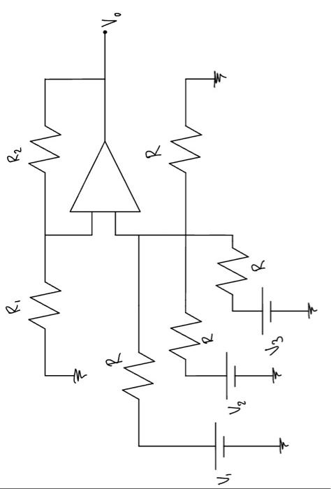 Solved In the circuit shown, find Vo in terms of V1, V2, and | Chegg.com