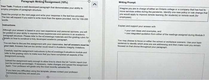 Your Task: Produce a wel--developed paragraph that | Chegg.com