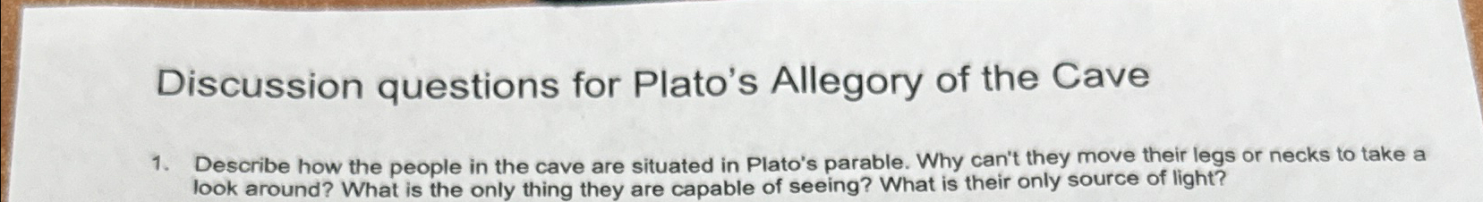 Solved Discussion questions for Plato's Allegory of the | Chegg.com