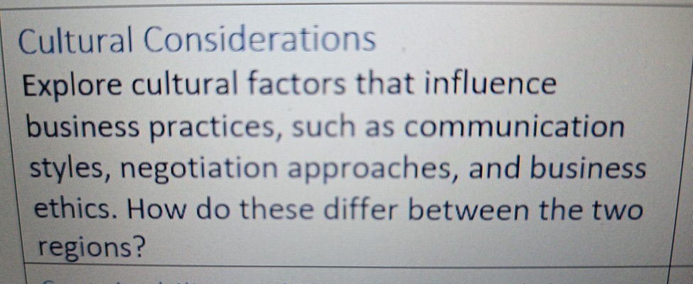 Solved Cultural ConsiderationsExplore cultural factors that | Chegg.com