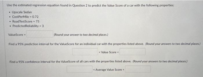 Solved Treating Value Score as the dependent variable, | Chegg.com