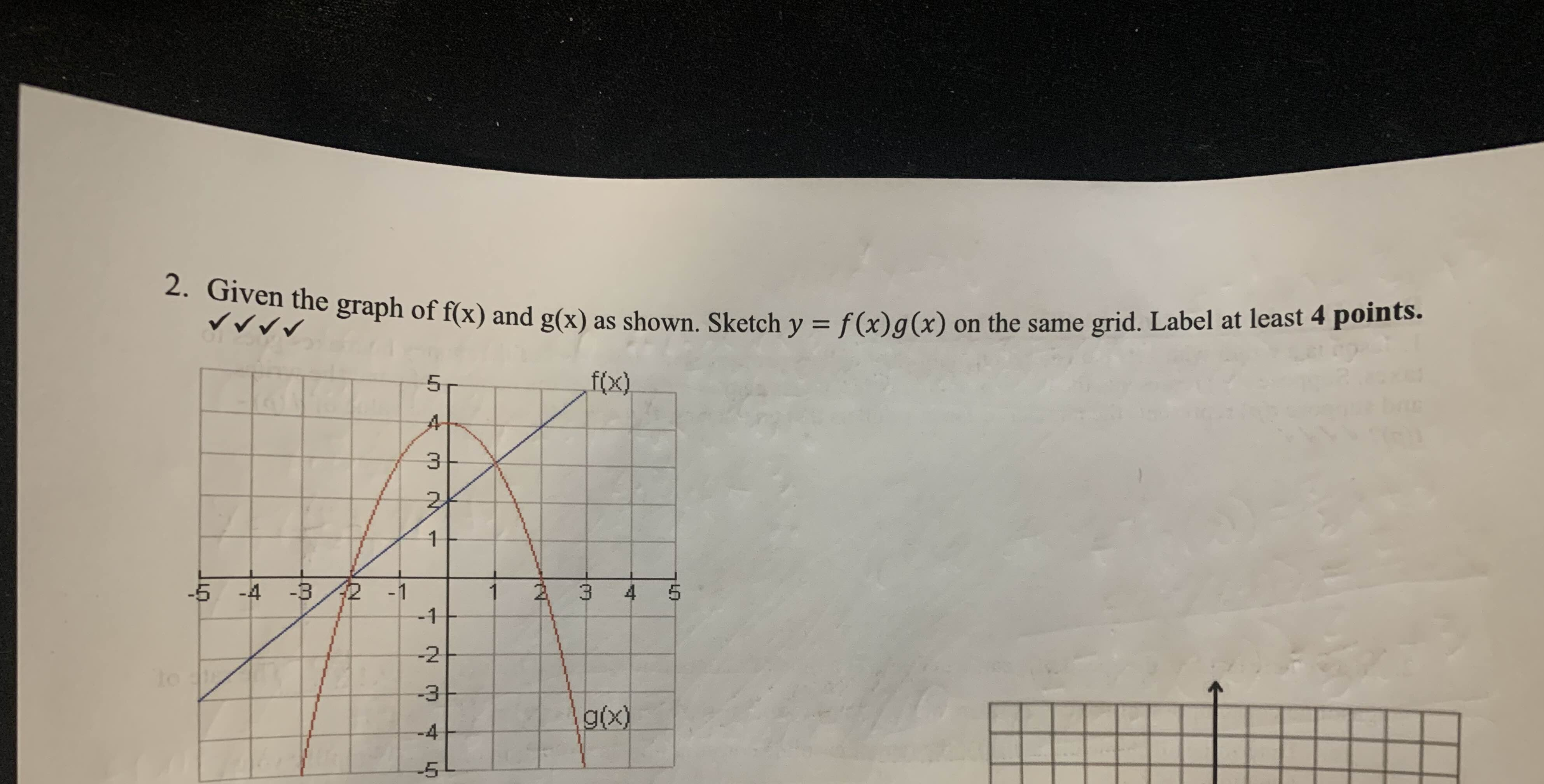 Solved Given the graph of f(x) ﻿and g(x) as ﻿shown. Sketch | Chegg.com