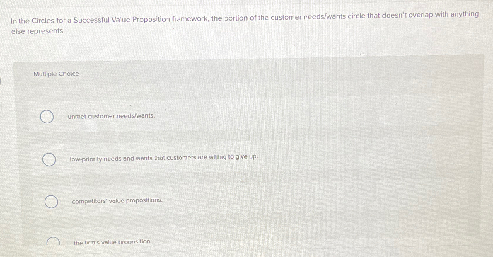 Solved In the Circles for a Successful Value Proposition | Chegg.com