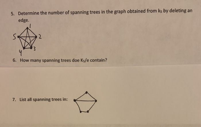Solved 5. Determine the number of spanning trees in the | Chegg.com