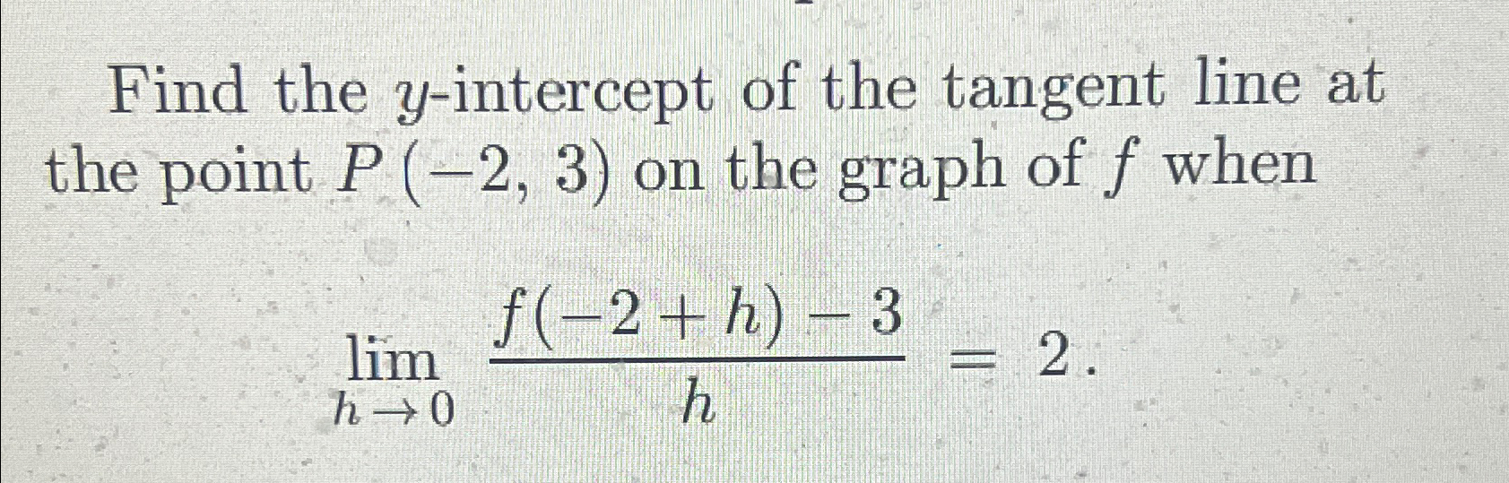 Solved Find the y-intercept of the tangent line at the point | Chegg.com