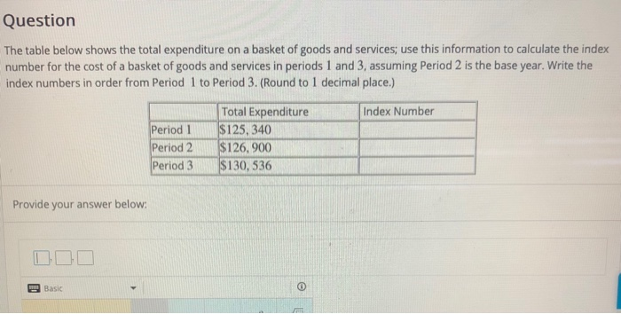 Solved the table below shows the total expenditure on a | Chegg.com