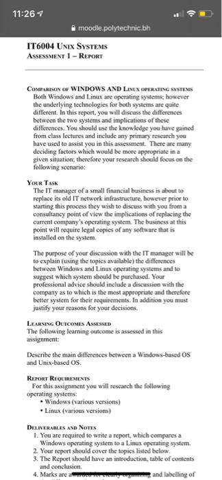 Solved The Main Difference Between Unix Based Os And Windows Chegg