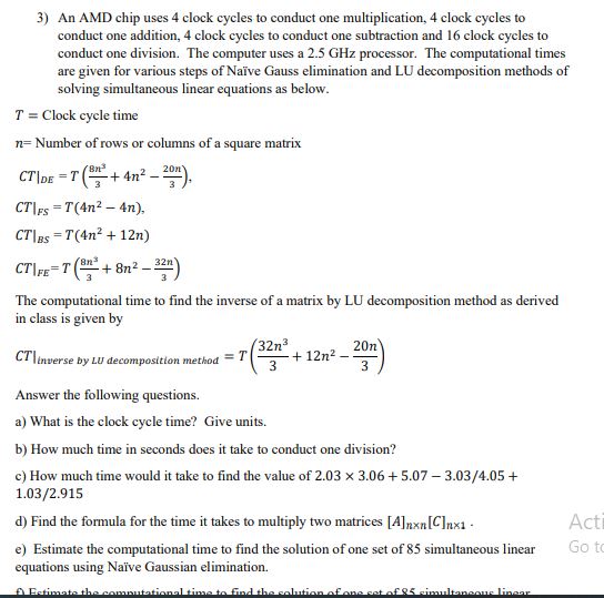 Solved An AMD chip uses 4 ﻿clock cycles to conduct one | Chegg.com