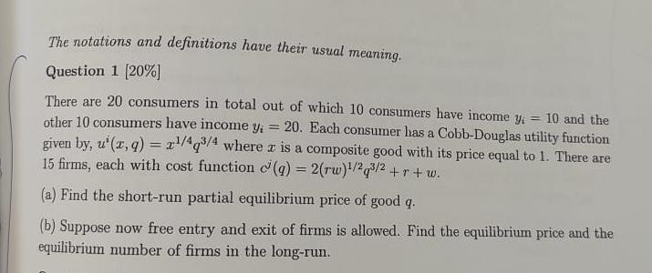 Solved The notations and definitions have their usual | Chegg.com