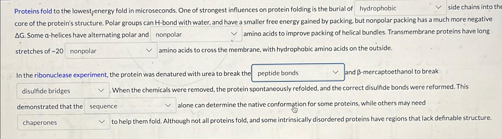 Solved Proteins fold to the lowest ?j ﻿energy fold in | Chegg.com