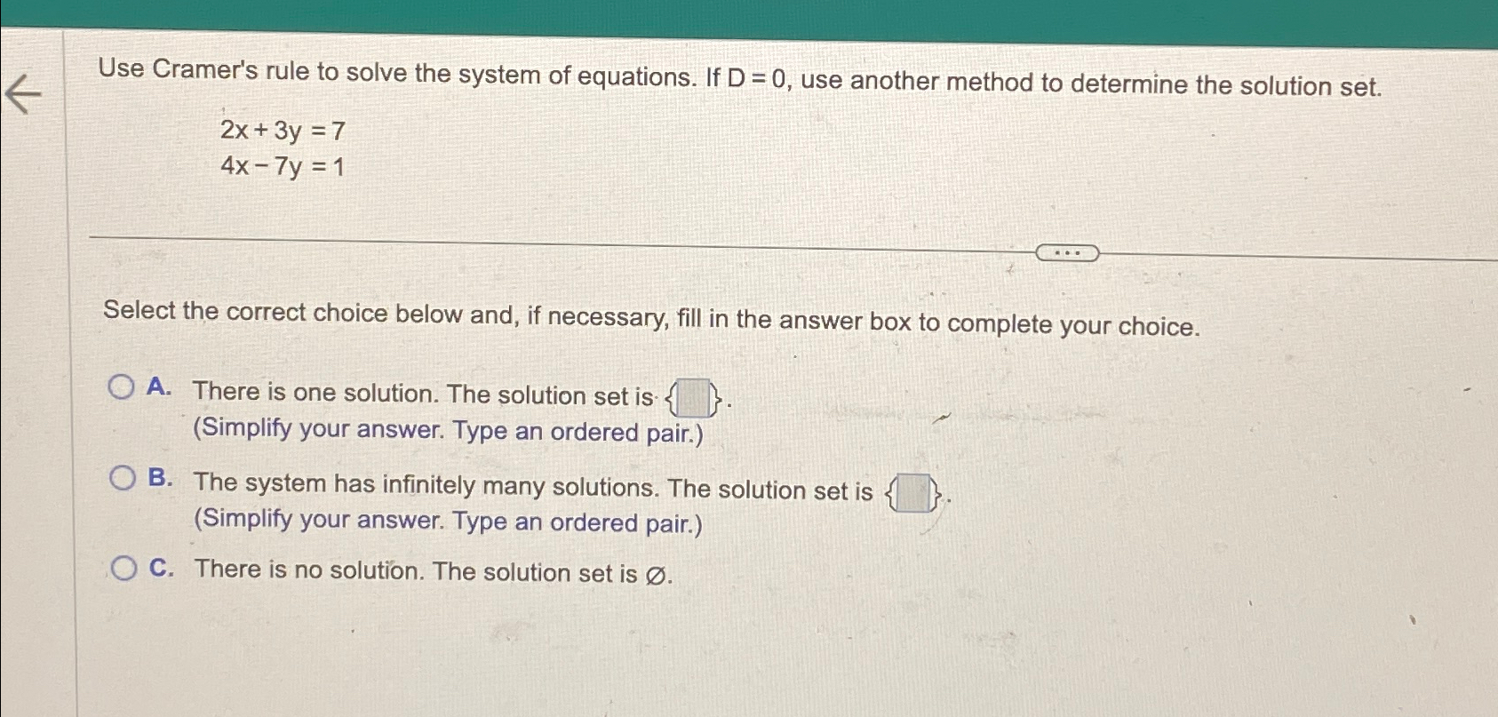 Solved Use Cramer's rule to solve the system of equations. | Chegg.com