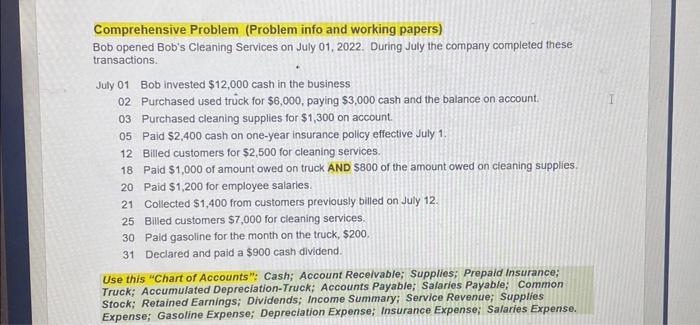 Solved Comprehensive Problem (Problem info and working | Chegg.com