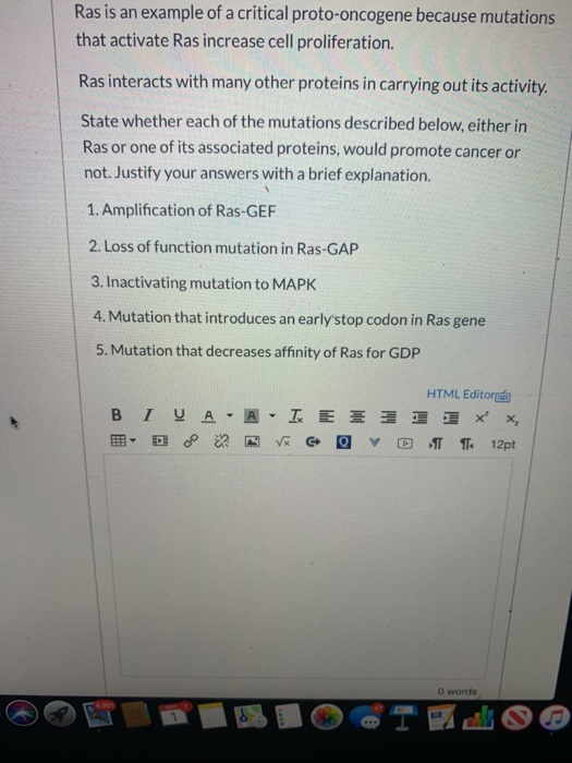 Solved Ras is an example of a critical proto-oncogene | Chegg.com