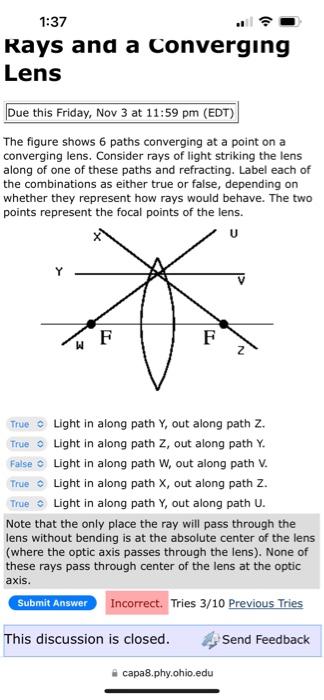 Solved 1:37 Rays and a Converging Lens The figure shows 6 | Chegg.com