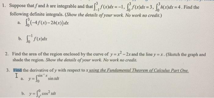 Solved following definite integrals. (Show the details of | Chegg.com