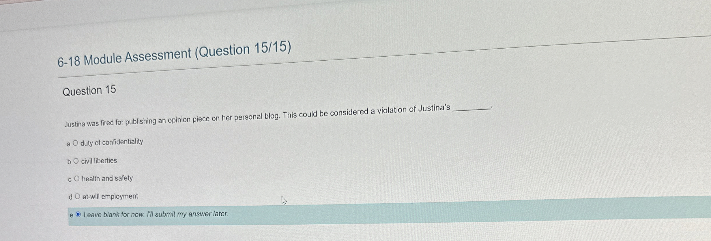 Solved 6-18 ﻿Module Assessment (Question 15/15)Question | Chegg.com