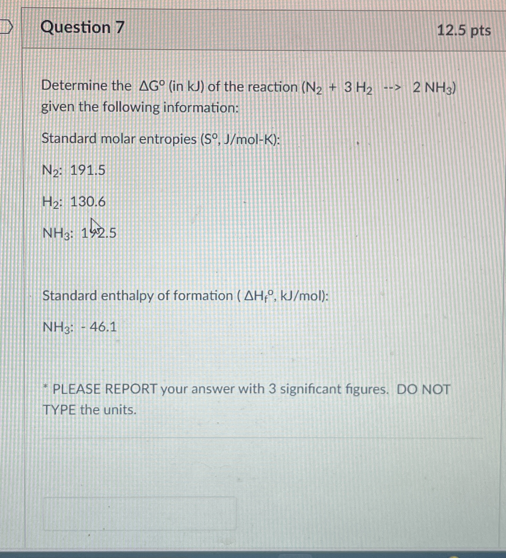 Solved Question 7determine The In Kj Chegg