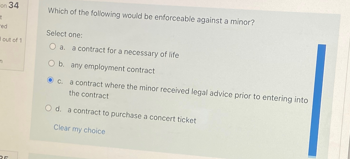 Solved Which of the following would be enforceable against a | Chegg.com