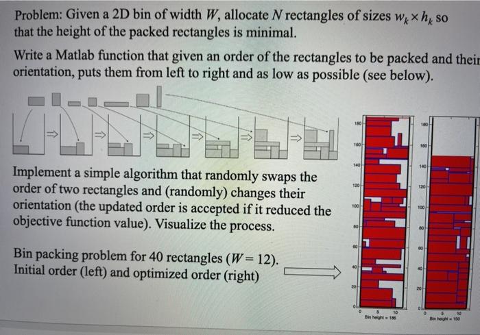 Problem: Given a 2D bin of width W, allocate N | Chegg.com