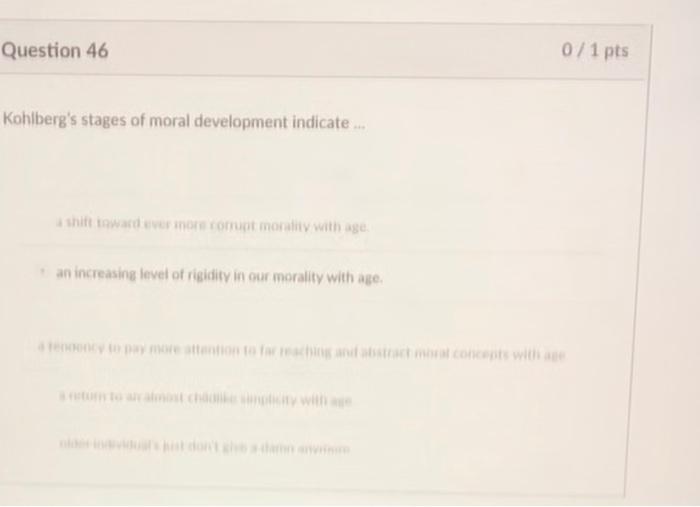 Solved Kohlberg's stages of moral development indicate a | Chegg.com