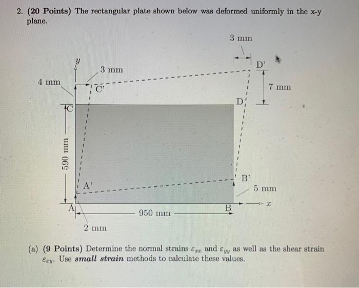 Solved 2. (20 Points) The rectangular plate shown below was | Chegg.com