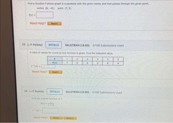 Solved Find a function f whose graph is a parabola with the | Chegg.com