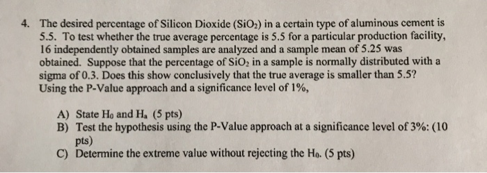 Solved 4. The desired percentage of Silicon Dioxide (SiO2) | Chegg.com