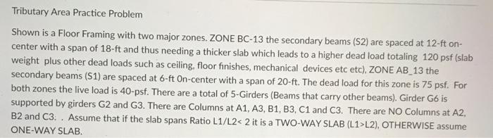 Solved Tributary Area Practice Problem Shown is a Floor | Chegg.com