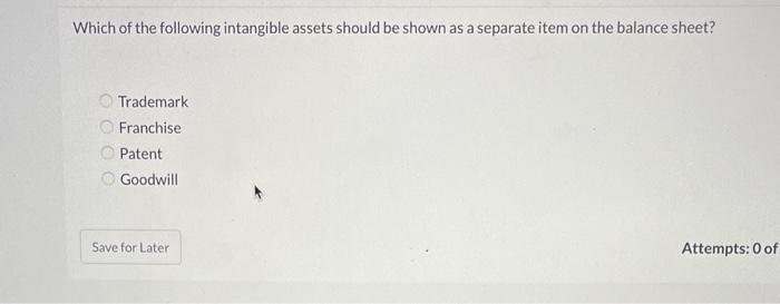 Solved Which of the following intangible assets should be | Chegg.com