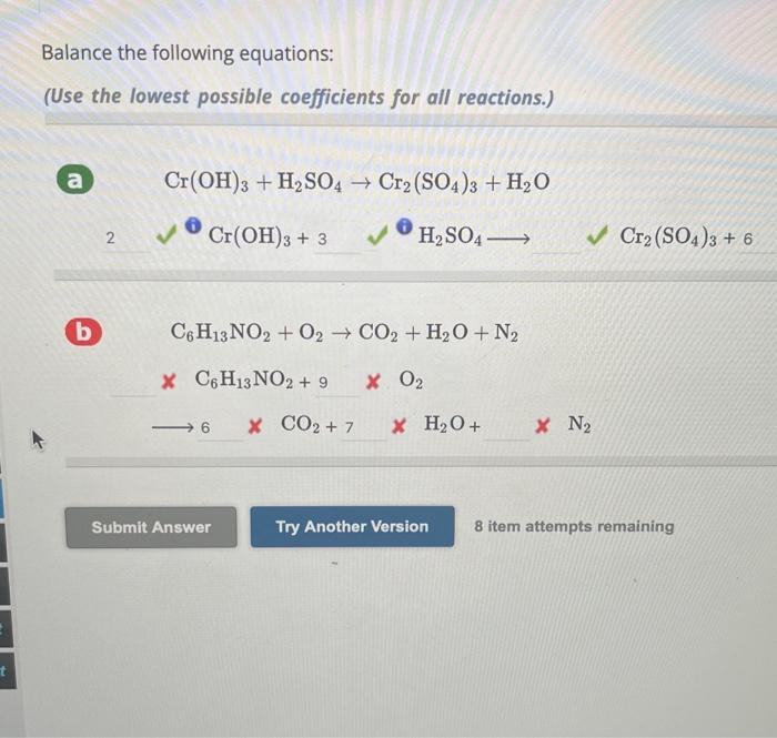 Solved Balance the following equations: (Use the lowest | Chegg.com