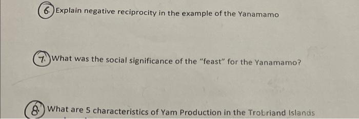 6 Explain negative reciprocity in the example of the | Chegg.com