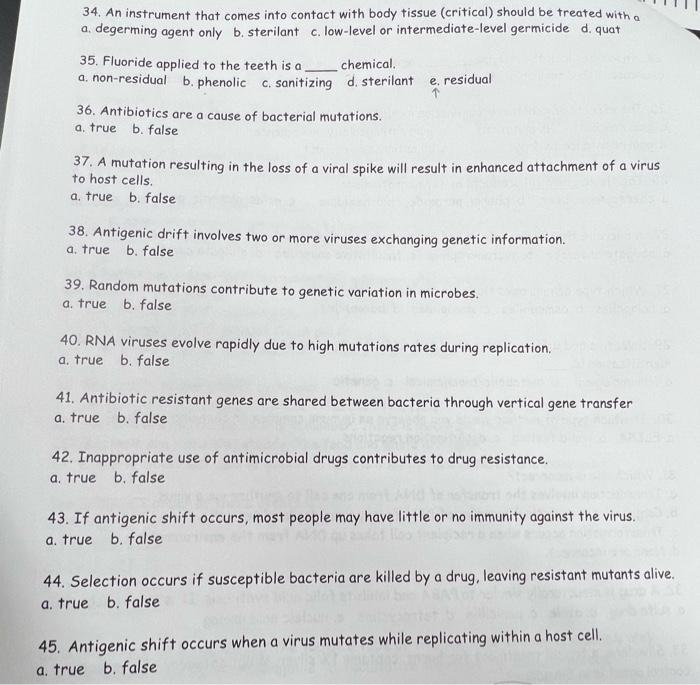 Solved 34. An instrument that comes into contact with body | Chegg.com