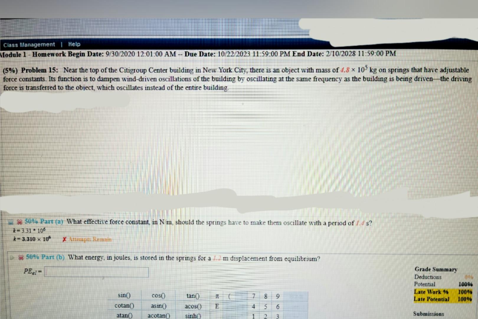 Solved (5\%) Problem 15: Near the top of the Citigroup | Chegg.com