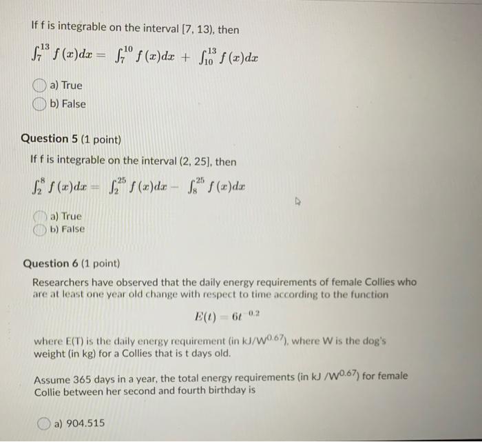 Solved If fis integrable on the interval [7, 13), then | Chegg.com