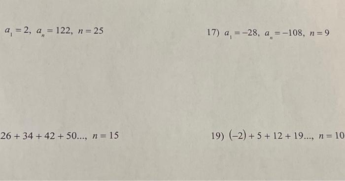 Solved evaluate the related series1.) 15,22,29,362.) a1 = | Chegg.com