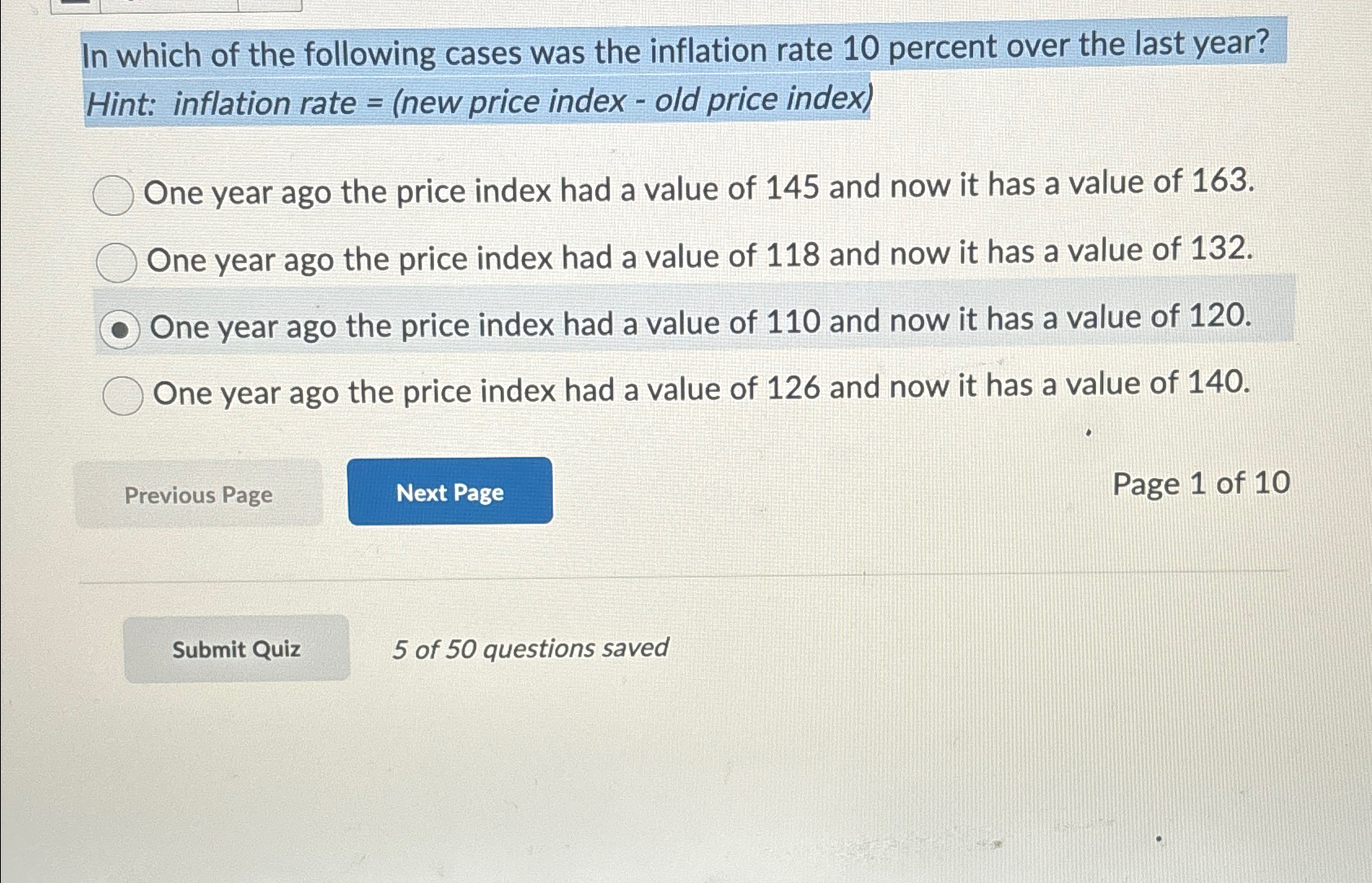 Solved In which of the following cases was the inflation | Chegg.com