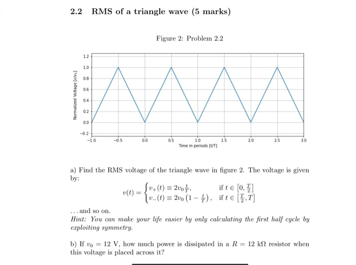 Solved 2.2 RMS of a triangle wave (5 marks) Figure 2: | Chegg.com