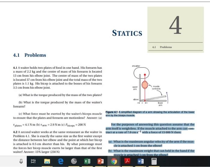Solved 4. A diagram of a hypothetical 40 cm long arm is | Chegg.com