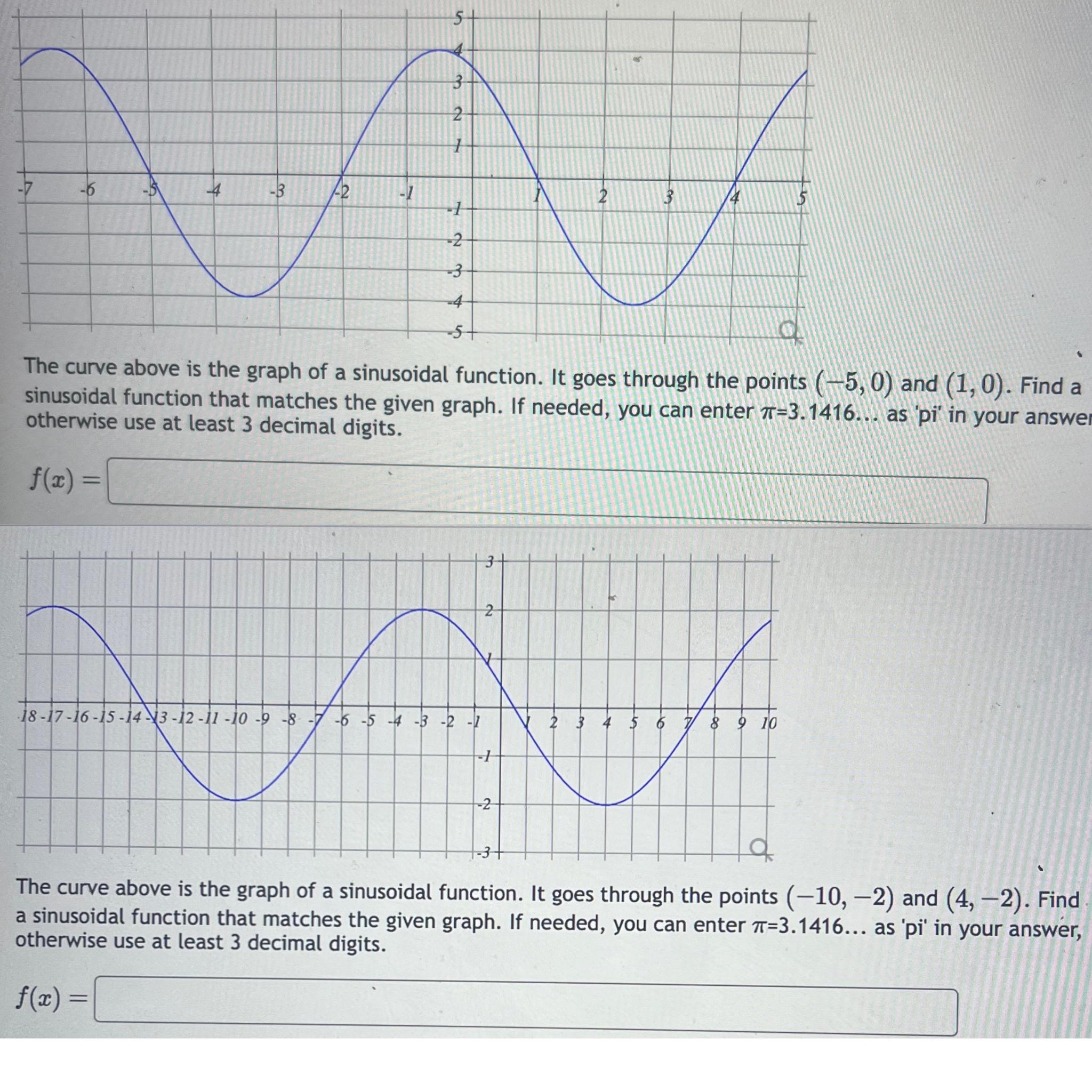 Solved The curve above is the graph of a sinusoidal | Chegg.com