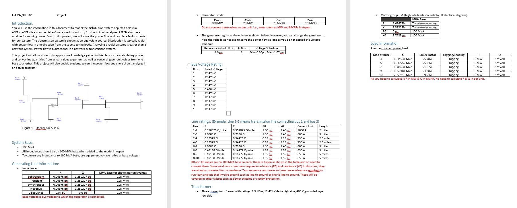 a) ﻿per unit calculations for lines, transformer, and | Chegg.com