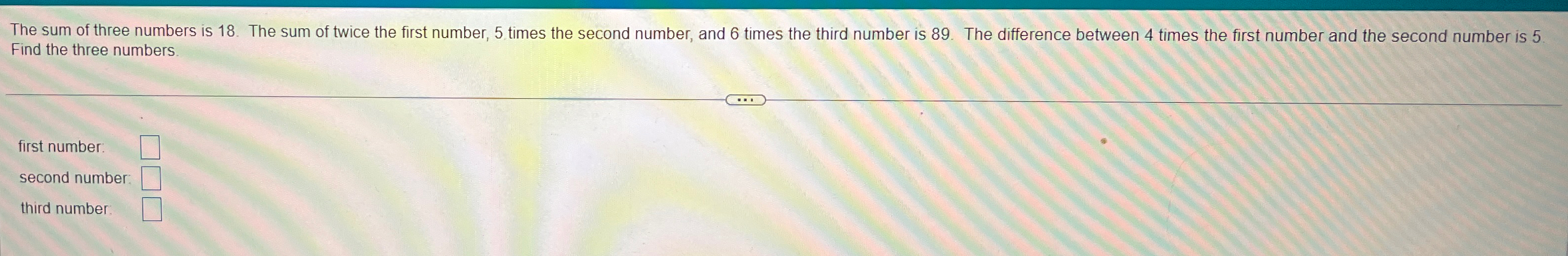 The sum of three numbers is 18 . ﻿The sum of twice | Chegg.com