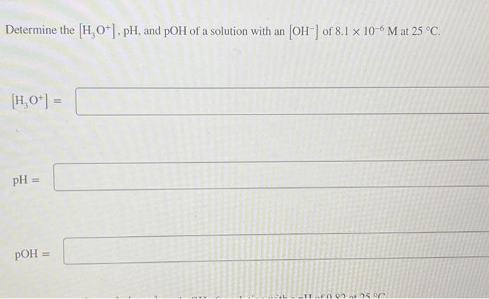 Solved Determine the [H₂O+], pH, and pOH of a solution with | Chegg.com