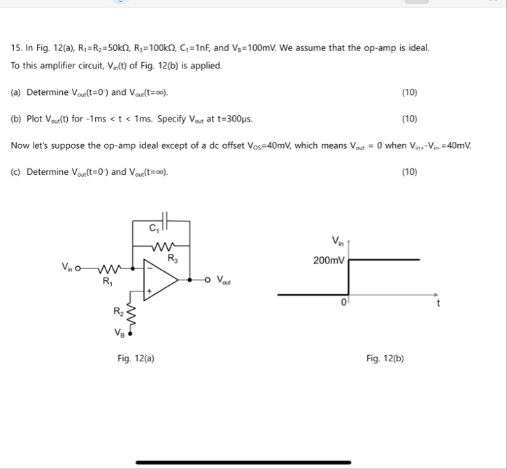 Solved In Fig. 12(a), R1=R2=50kΩ,R3=100kΩ,C1=1nF, ﻿and | Chegg.com