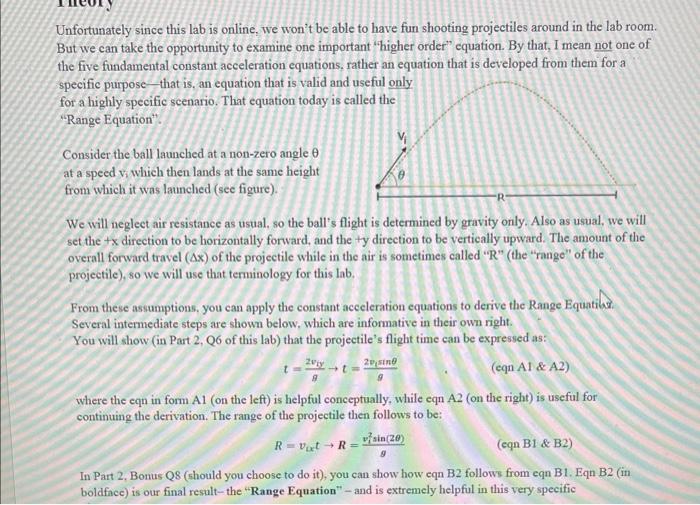 Solved BQ8.) Complete the derivation of the Range Equation: | Chegg.com