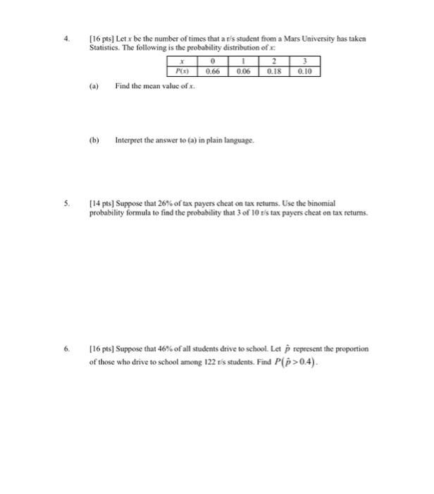Solved 4. [16 pts] Let x be the number of times that a r's | Chegg.com