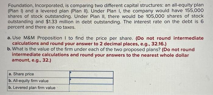 Solved Foundation, Incorporated, is comparing two different | Chegg.com