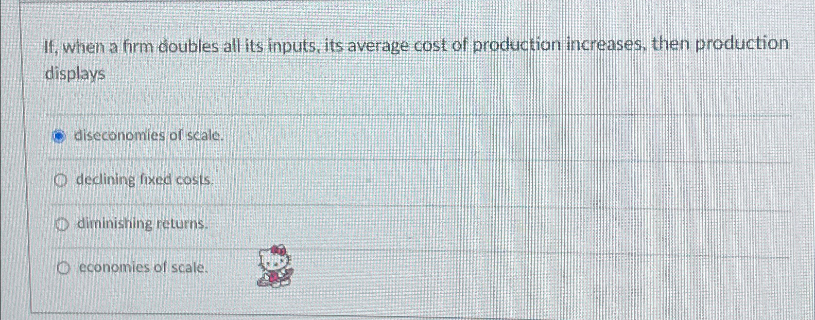 Solved If, ﻿when a firm doubles all its inputs, its average | Chegg.com